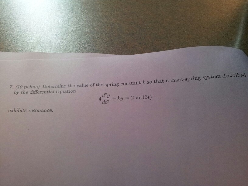Solved Determine the value of the spring constant k so that | Chegg.com