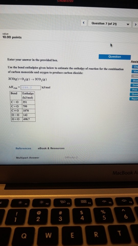Solved CHEMISTRY Question 7 (of 21) 10.00 points Question | Chegg.com