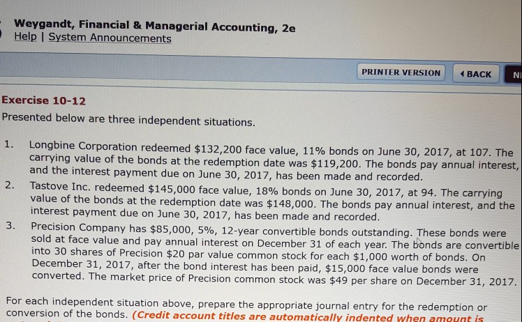 Solved Weygandt, Financial & Managerial Accounting, 2e Help | Chegg.com