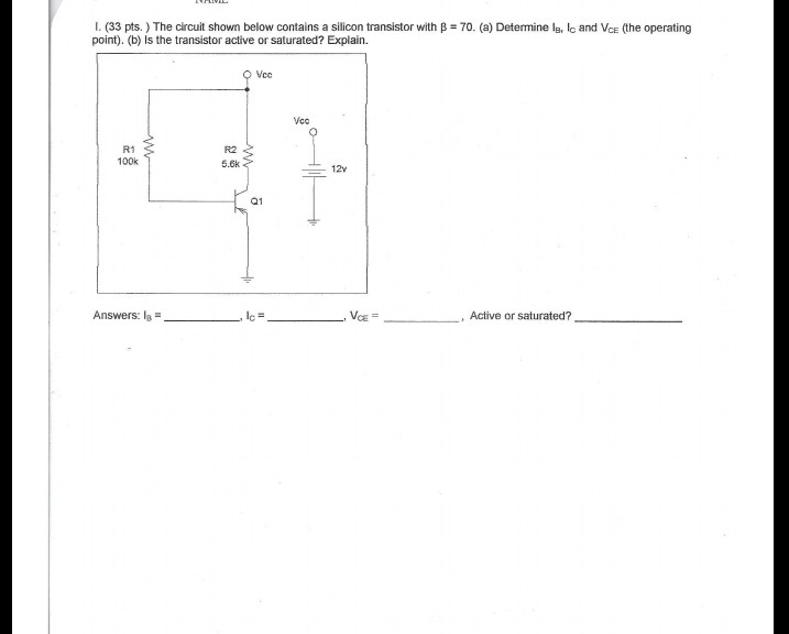 Solved l. (33 pts. ) The circuit shown below contains a | Chegg.com