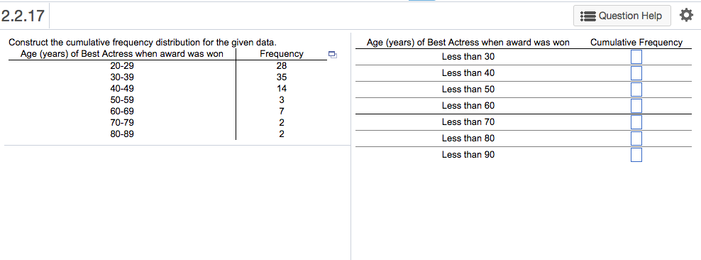 Solved 2.2.15 Question Help Construct one table that | Chegg.com