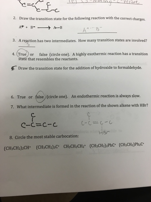 Solved 2. Draw the transition state for the following | Chegg.com