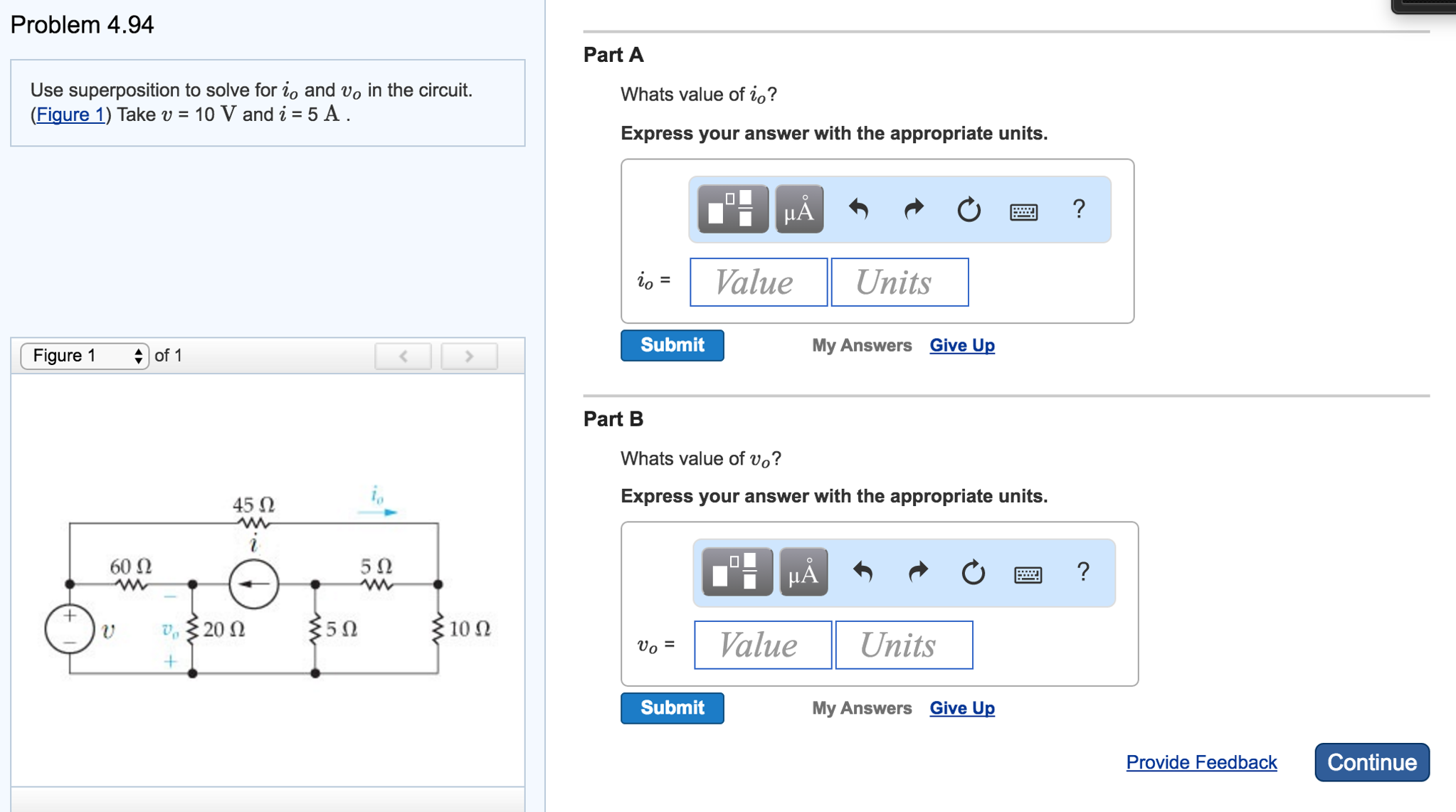 Solved Use superposition to solve for i_o and v_o in the | Chegg.com