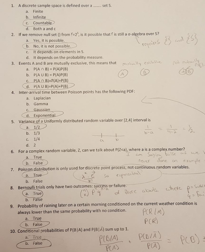 Solved 1. A discrete sample space is defined over aet S. a. | Chegg.com