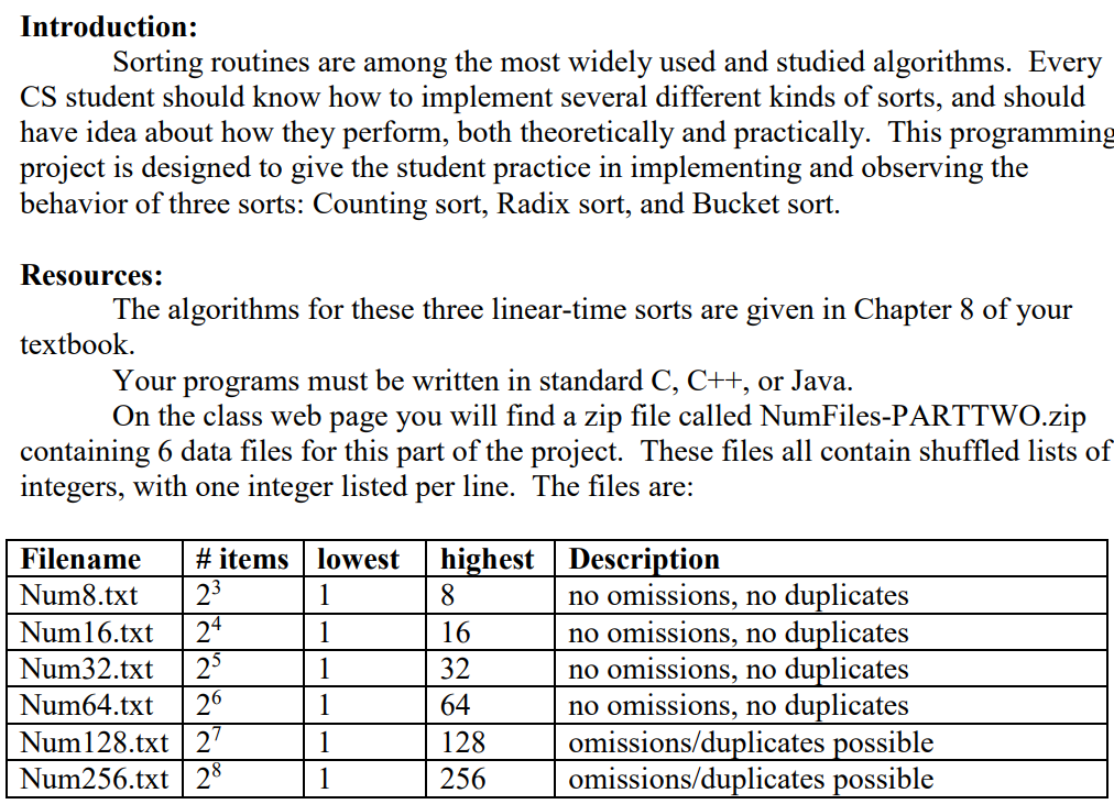 Introduction: Sorting routines are among the most | Chegg.com