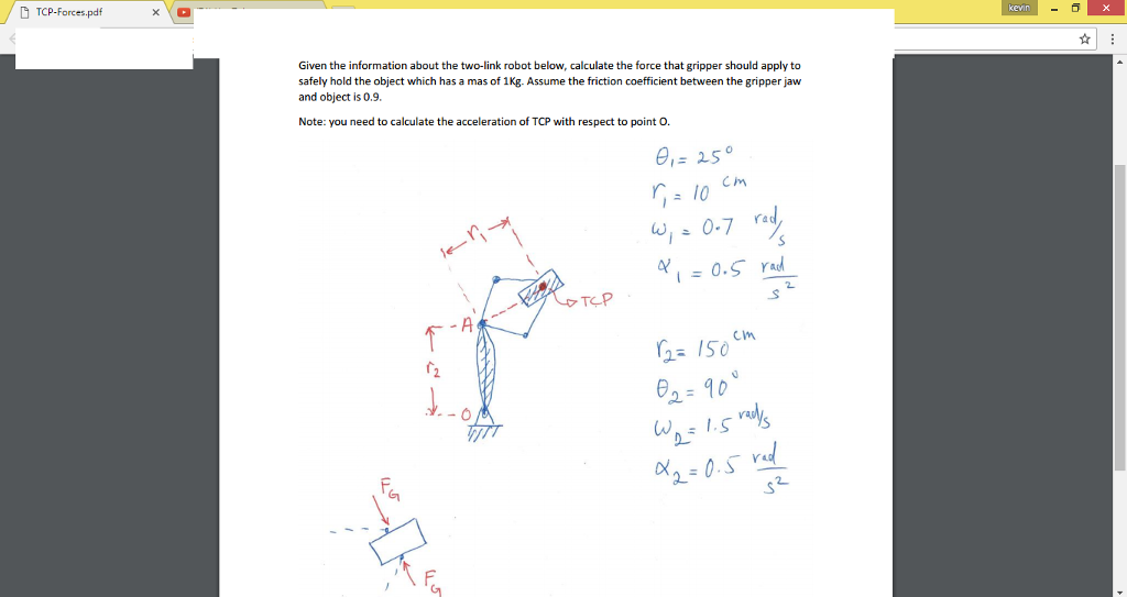 Solved Given the information about the two-link robot below, | Chegg.com