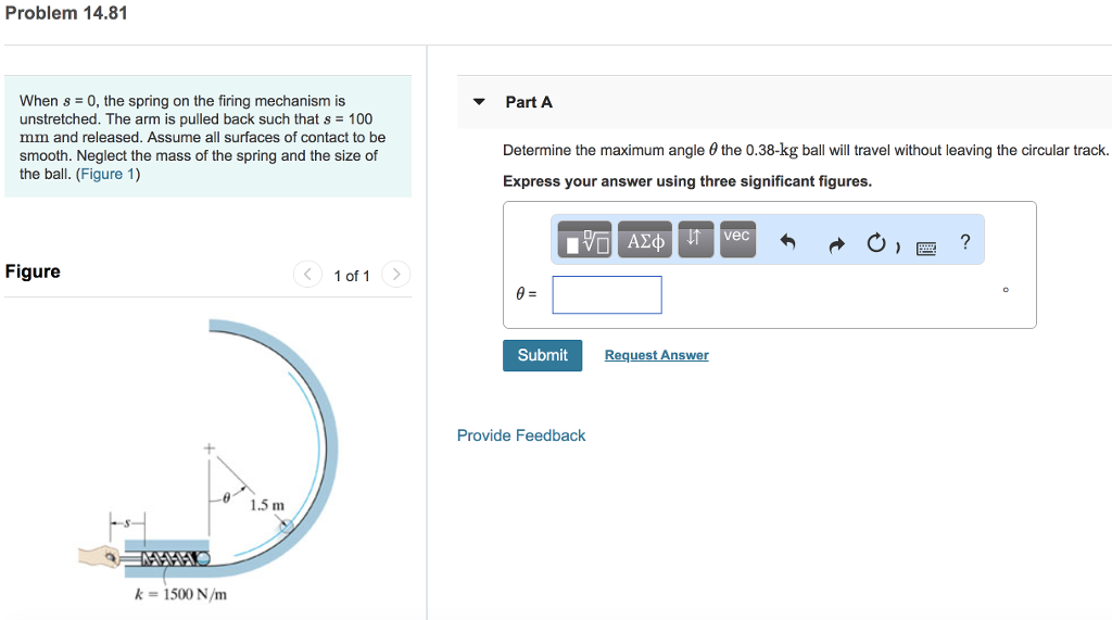 Solved Problem 14.81 When s 0, the spring on the firing | Chegg.com
