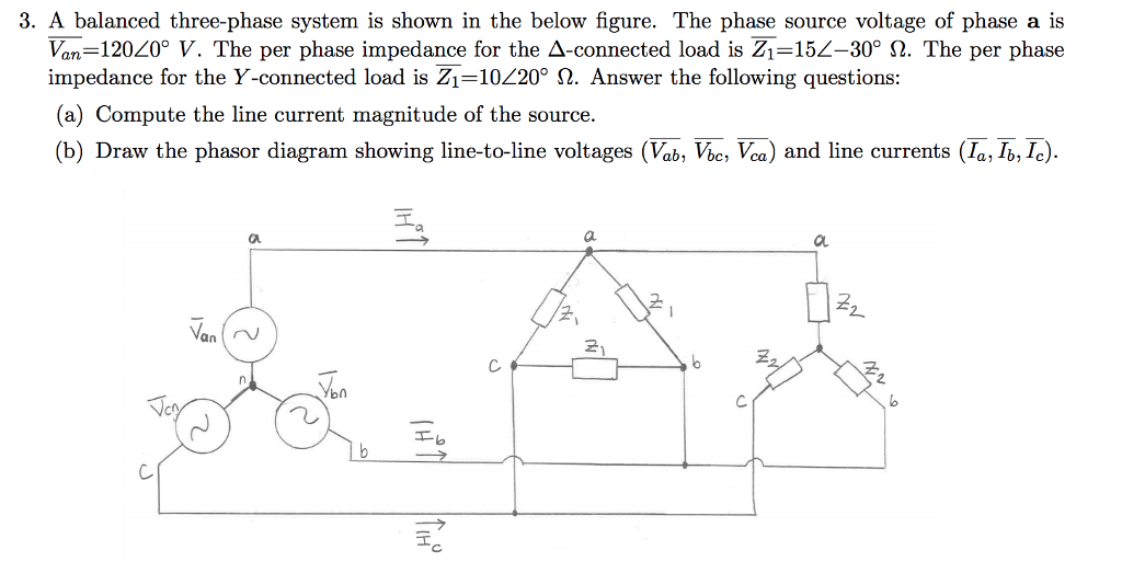 Solved A balanced three-phase system is shown in the below | Chegg.com