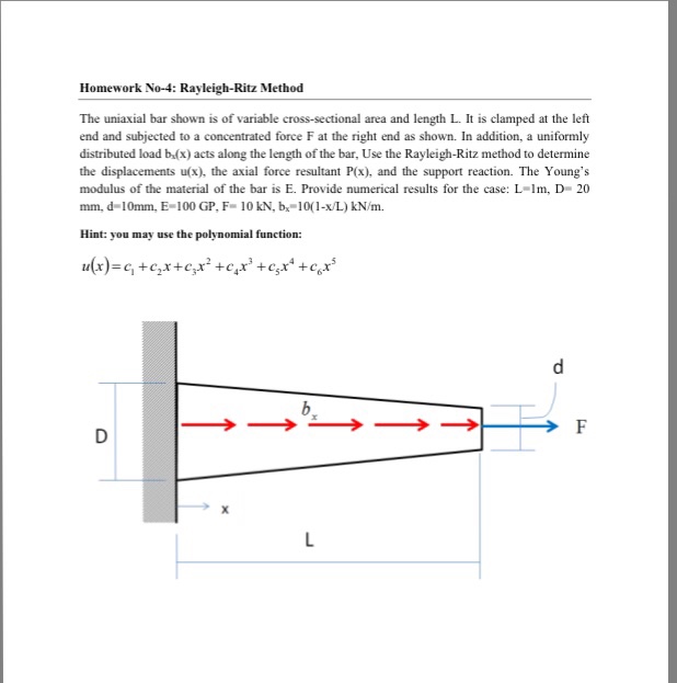 Solved The uniaxial bar shown is of variable cross-sectional | Chegg.com