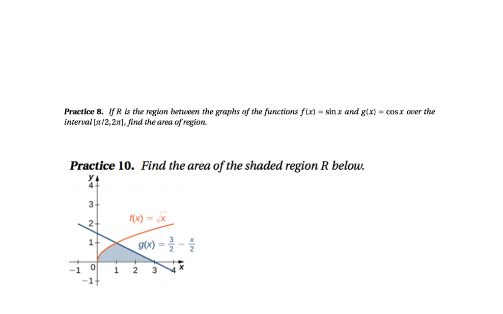Solved Practice 8. If R is the region between the graphs of | Chegg.com