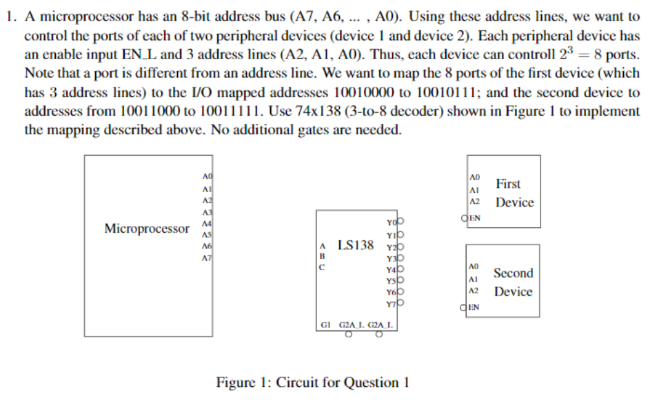 Solved 1. A microprocessor has an 8-bit address bus (A7, A6, | Chegg.com