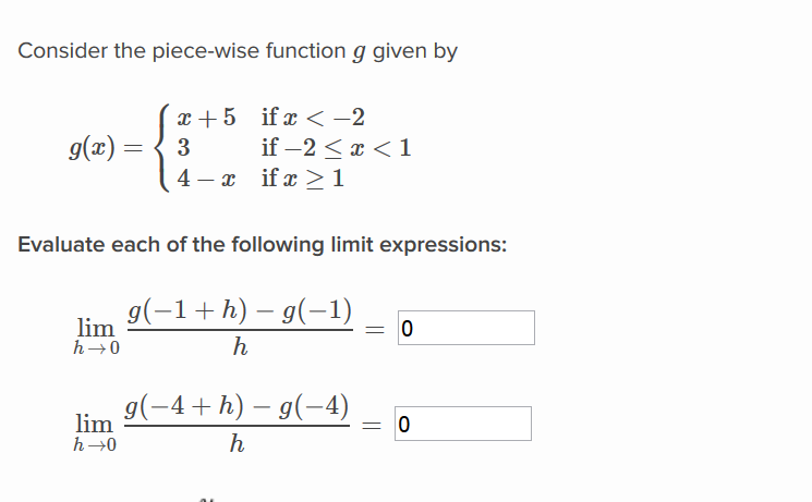 Solved Consider the piece-wise function g given by Evaluate | Chegg.com