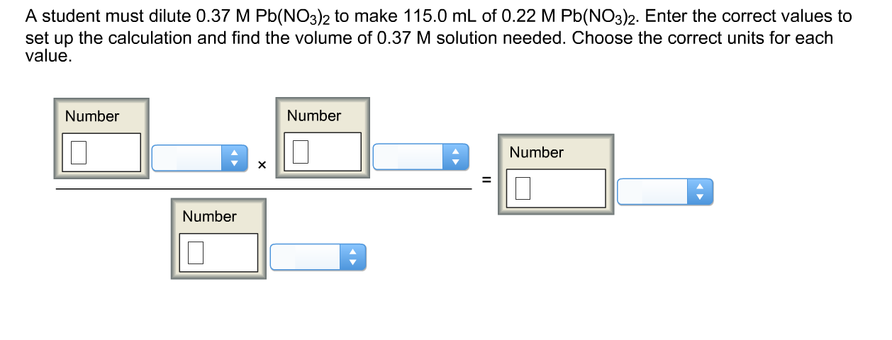 Solved A student must dilute 0.37 M Pb(NO_3)_2 to make 115.0 | Chegg.com