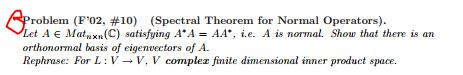Solved roblem (F02, #10) (Spectral Theorem for Normal | Chegg.com