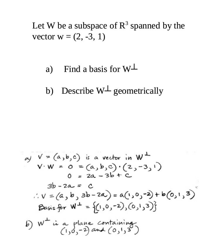 Solved Let W be a subspace of R3 spanned by the vector w = | Chegg.com