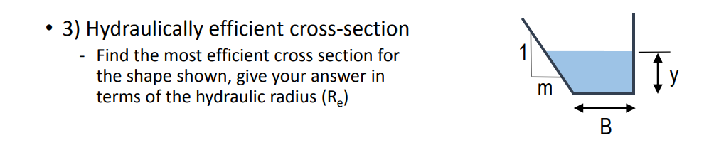 Solved 3) Hydraulically efficient cross-section - Find the | Chegg.com