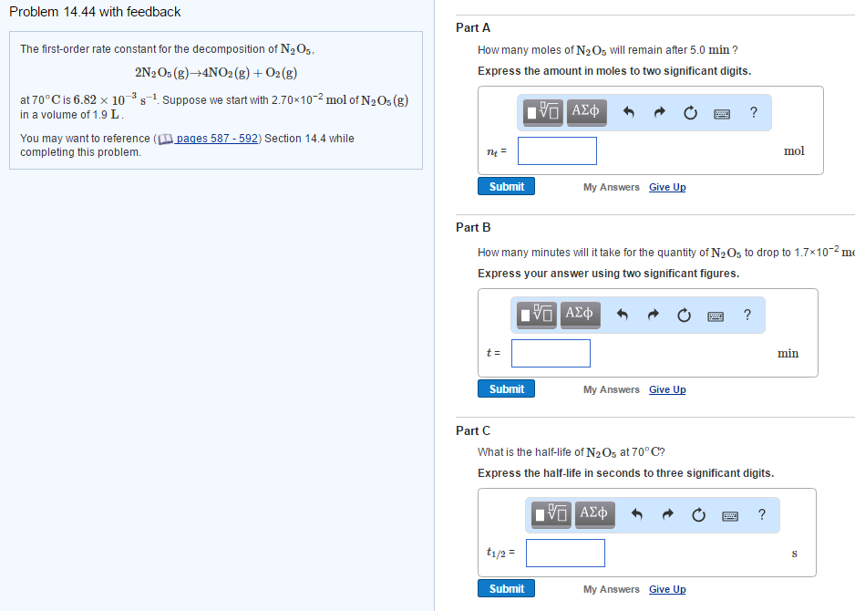 Solved The first-order rate constant for the decomposition | Chegg.com