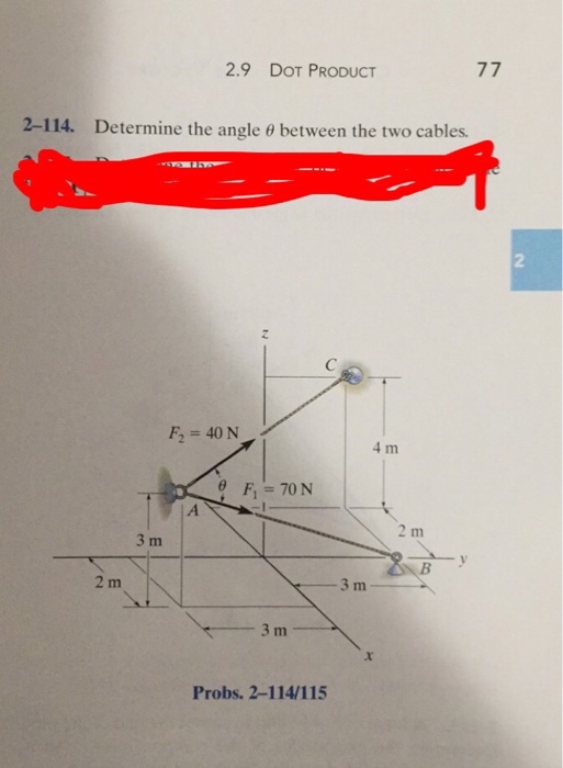 Solved Determine the angle theta between the two cables. | Chegg.com Solved Determine the angle theta between the two cables. | Chegg.com