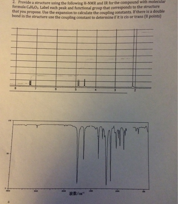 Solved Provide a structure using the following H-NMR and IR | Chegg.com