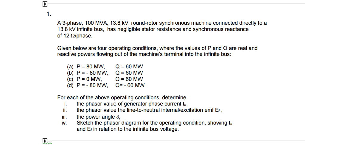 Solved A 3-phase, 100 MVA, 13.8 kV, round-rotor synchronous | Chegg.com