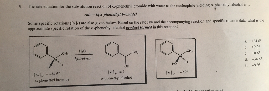 Solved 9. The rate equation for the substitution reaction of | Chegg.com