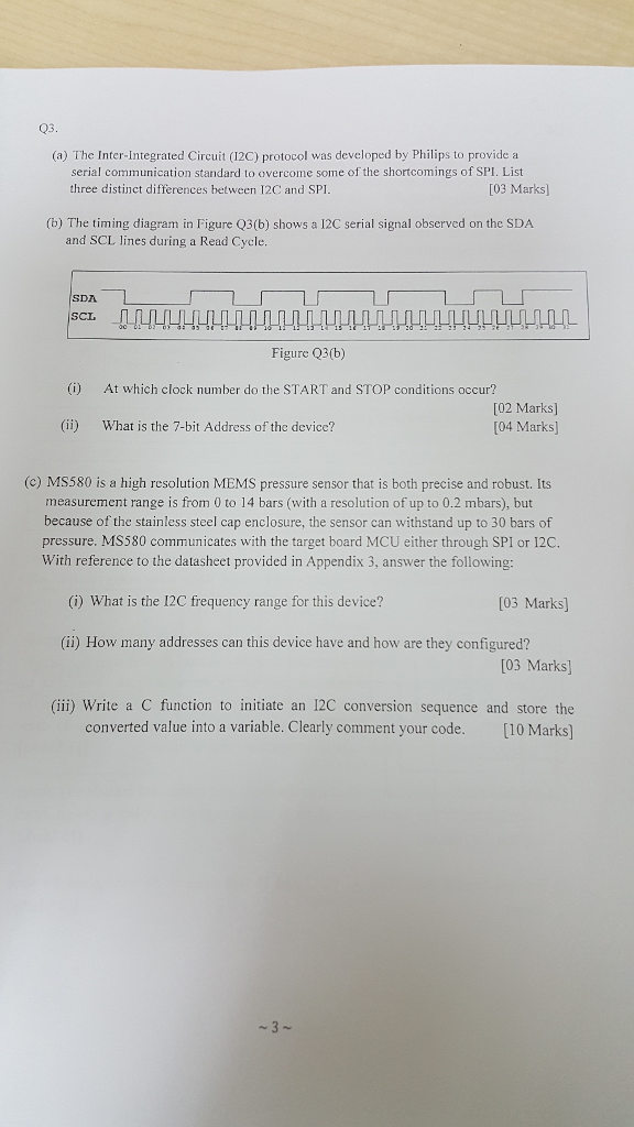Solved Q3. (a) The Inter-Integrated Circuit (12C) protocol | Chegg.com