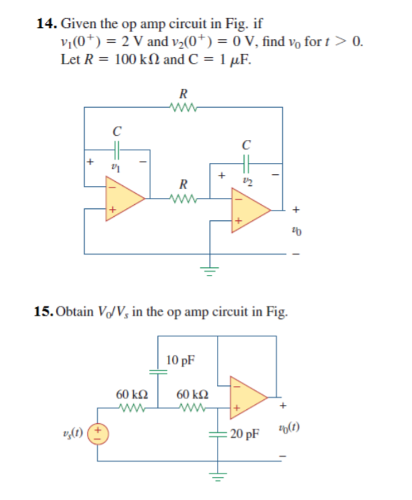 Solved Given the op amp circuit in Fig. if v_1(0^+) = 2 V | Chegg.com
