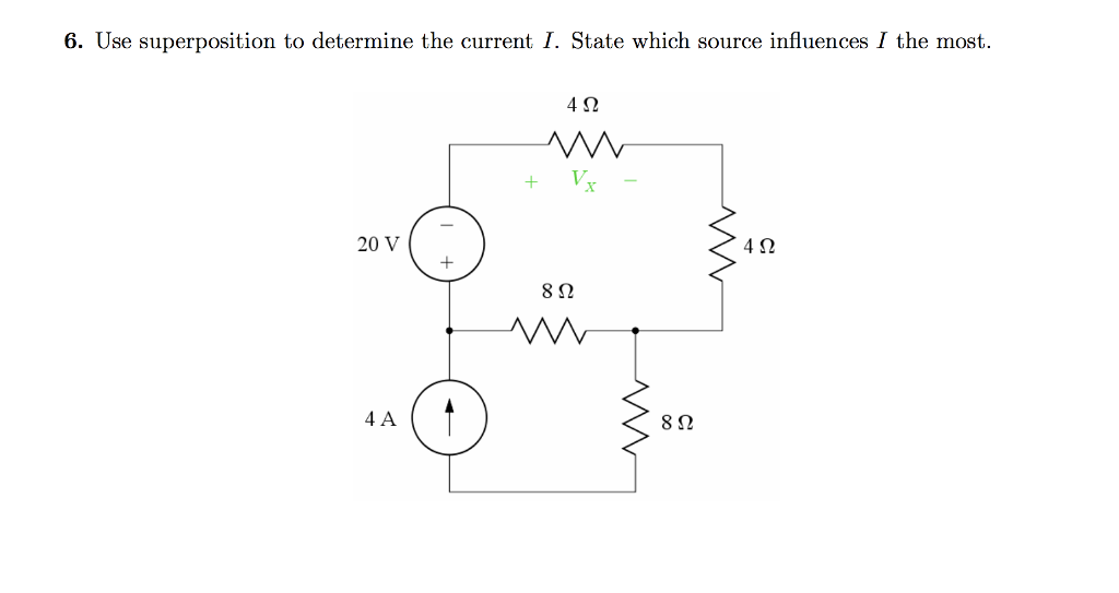 Solved 6. Use superposition to determine the current I. | Chegg.com