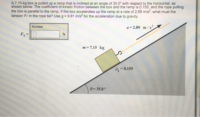 Solved A 7.15-kg box is pulled up a ramp that is inclined at | Chegg.com