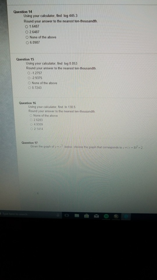 Solved Question 14 Using your calculator, find log 445.3 | Chegg.com