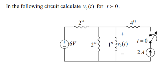 Solved In the following circuit calculate vo(t) for 0 0 2? | Chegg.com