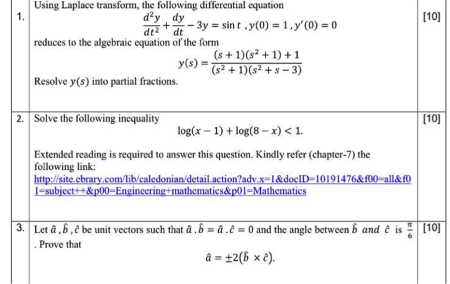 Solved Using Laplace transform, the following differential | Chegg.com