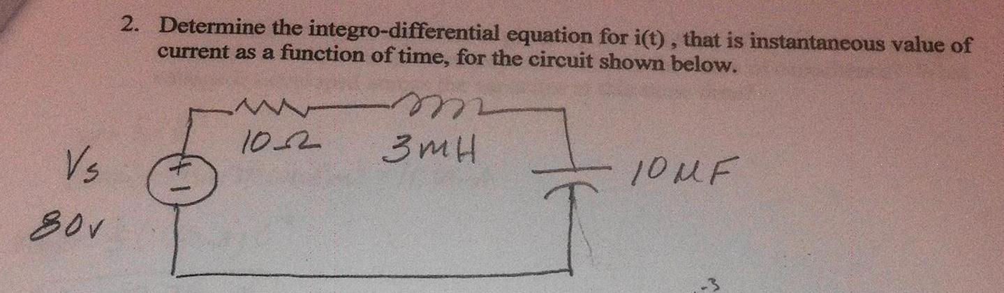 Solved Determine the integro-differential equation for i(t) | Chegg.com