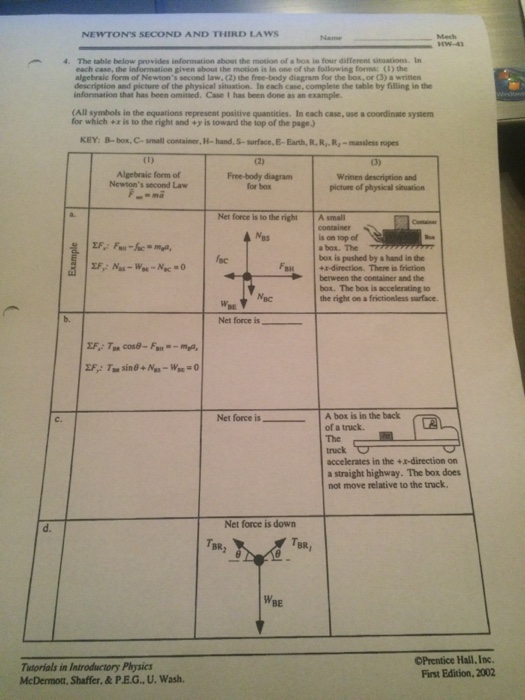 Solved Newtons Second And Third Laws Name Mech Hw 37 A 