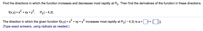 Solved Find the directions in which the function increases | Chegg.com