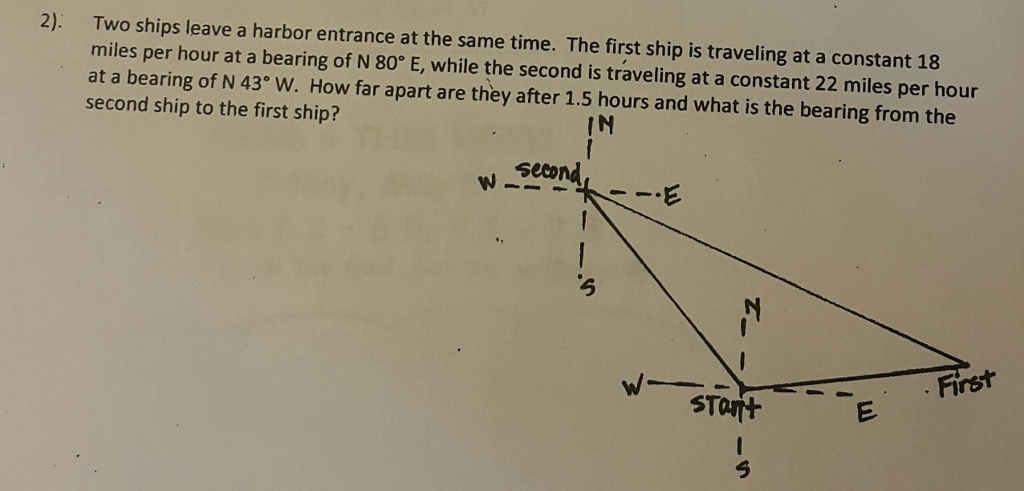 Solved Two ships leave a harbor entrance at the same time. | Chegg.com
