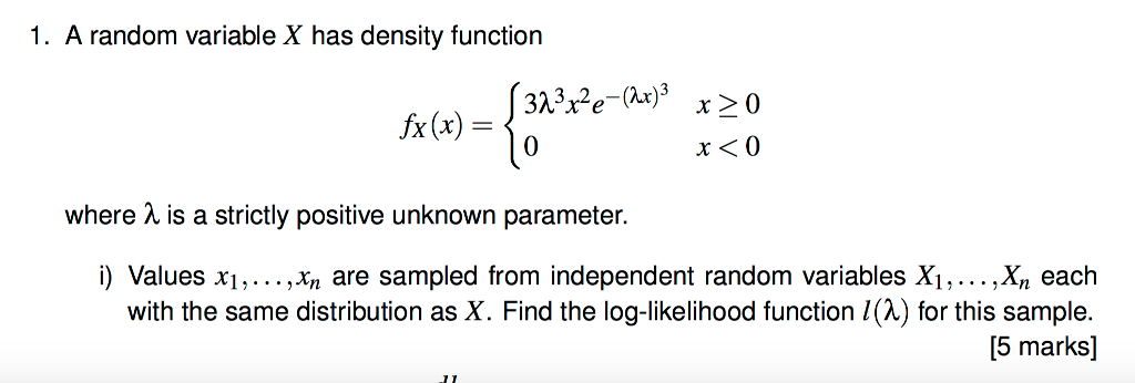 Solved 1. A random variable X has density function fx(x) | Chegg.com
