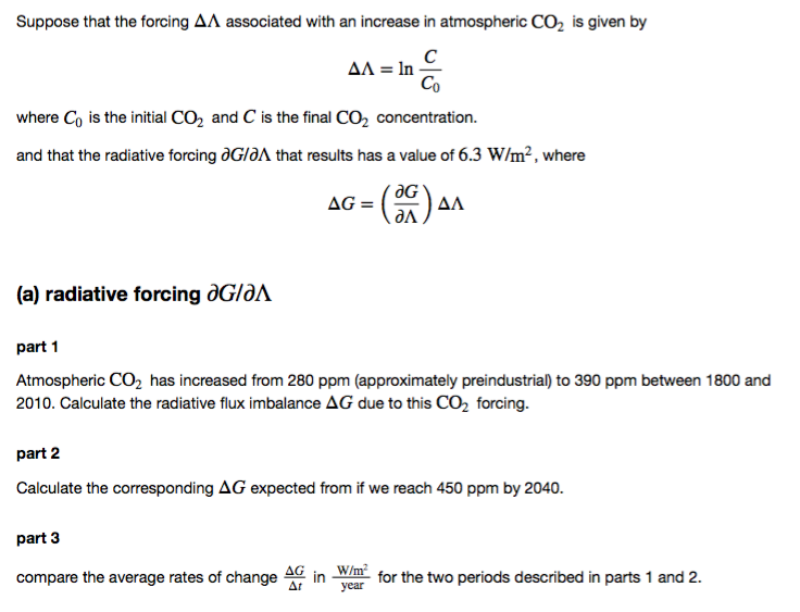 Solved Suppose that the forcing ΔΛ associated with an | Chegg.com