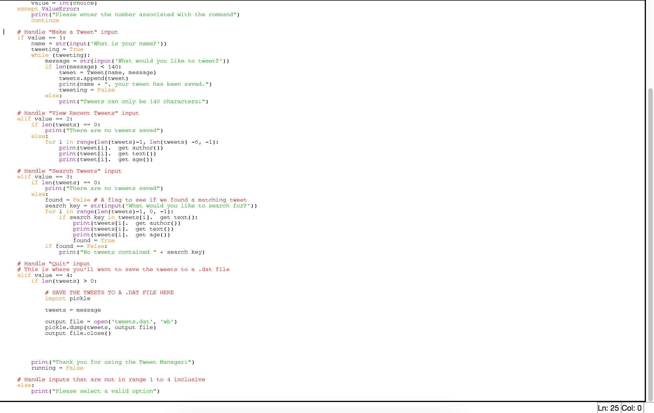 Solved I need to create a Tweet Manager program uses Python! | Chegg.com
