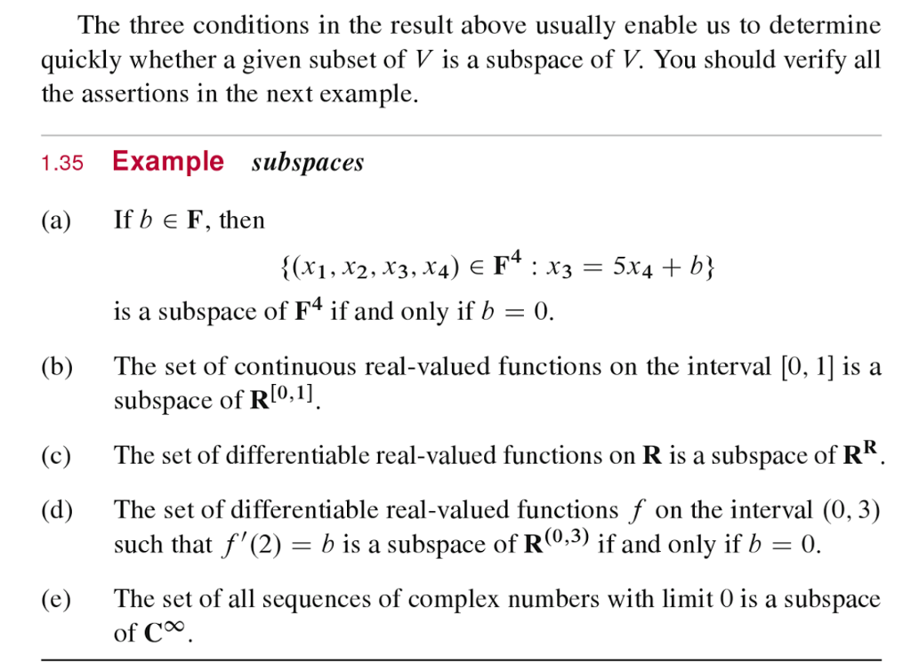 Solved 1.34 Conditions for a subspace A subset U of V is a | Chegg.com