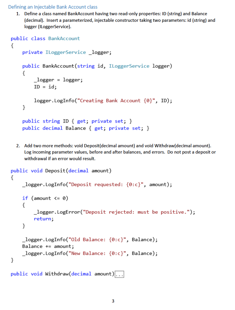 Solved IN C#: Dependency injection describes a process | Chegg.com