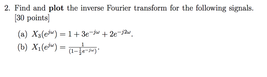 Solved 2. Find and plot the inverse Fourier transform for | Chegg.com