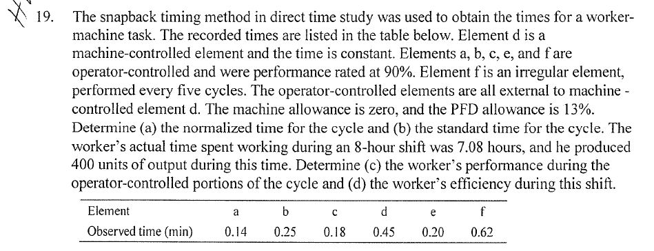 Solved The snapback timing method in direct time study was | Chegg.com