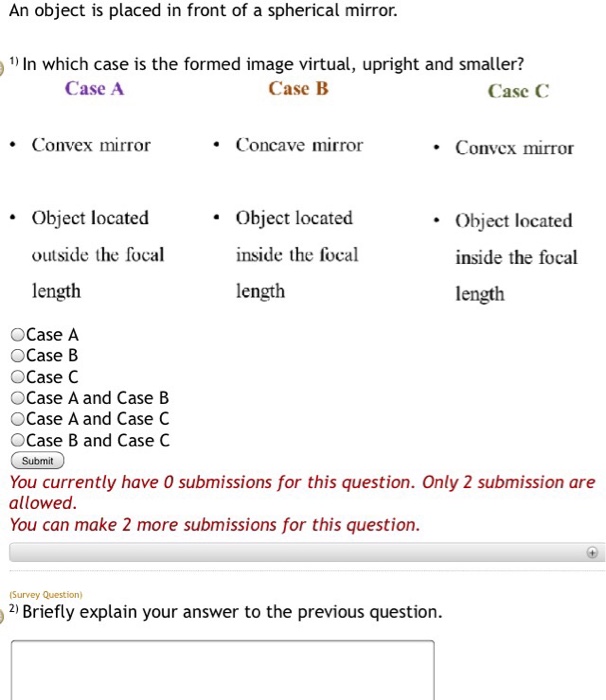 Solved An object is placed in front of a spherical mirror. | Chegg.com