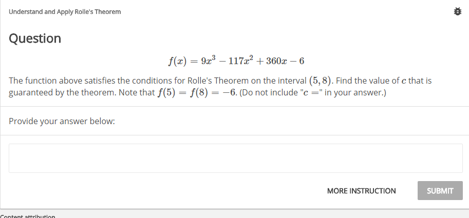 Solved Understand and Apply Rolle's Theorem Question f(x)9 | Chegg.com