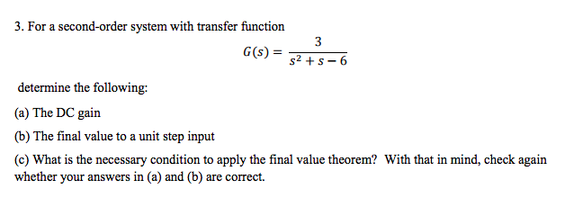Solved 3. For a second-order system with transfer function | Chegg.com
