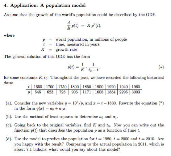 Solved Assume that the growth of the world's population | Chegg.com