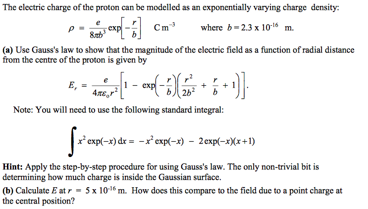 The electric charge of the proton can be modelled as | Chegg.com