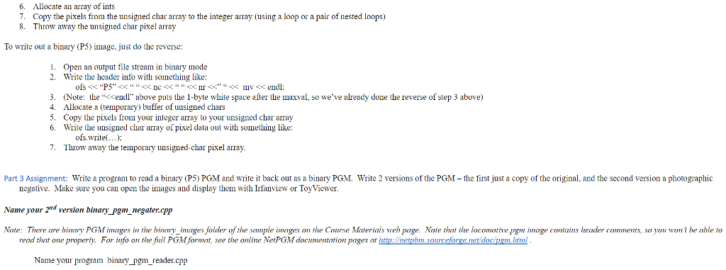 Part 3: Reading and writing binary PGM images Abinary | Chegg.com