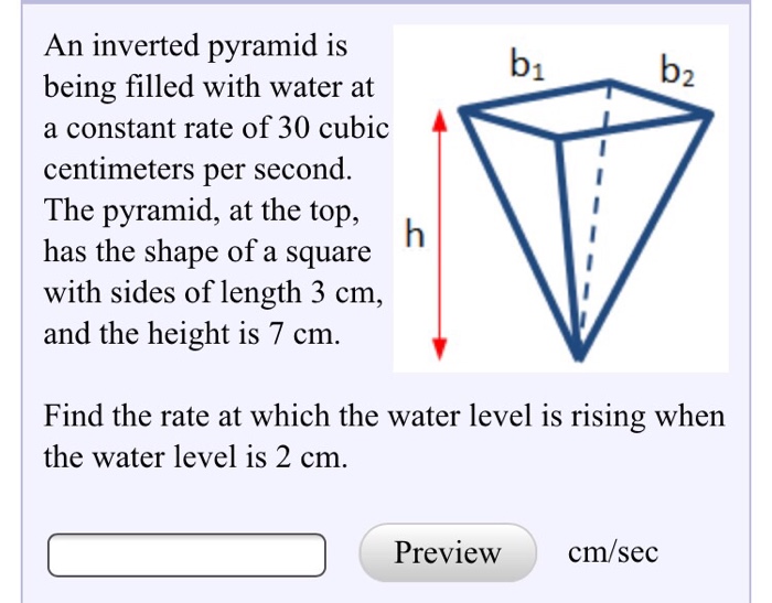 Solved An inverted pyramid is being filled with water at a | Chegg.com